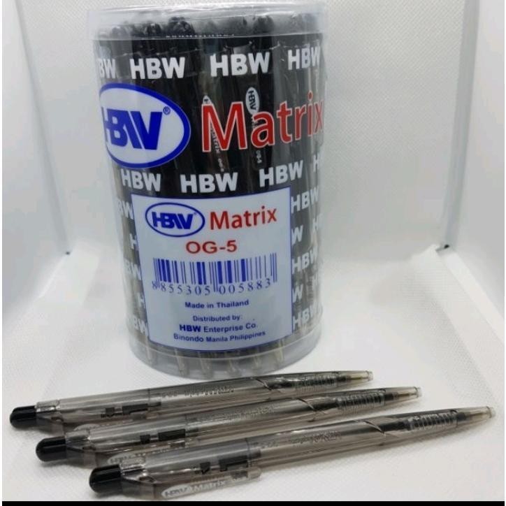 HBW Matrix BALLPEN OG-5 OIL GEL PEN 50pcs BLACK/RED/BLUE | Shopee Philippines