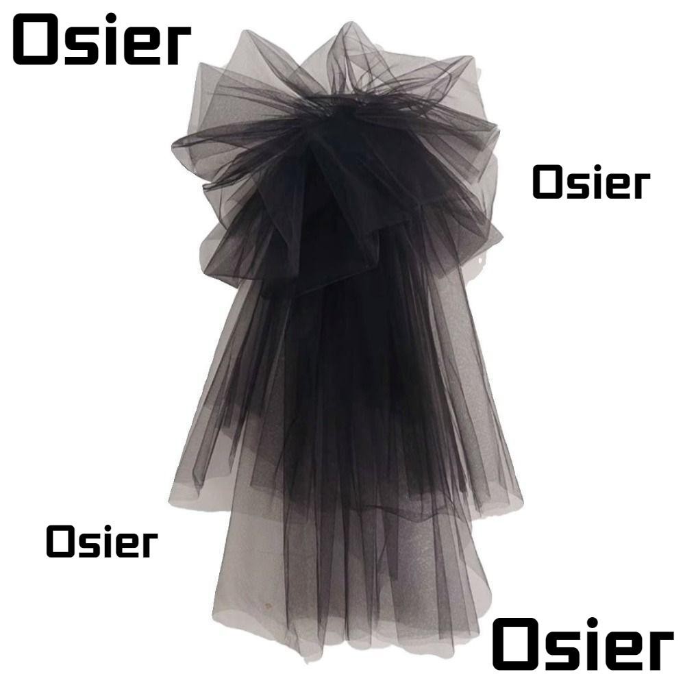 OSIER1 Bridal Tulle Head Covering, Gauze Black Wedding Veil, Individual ...