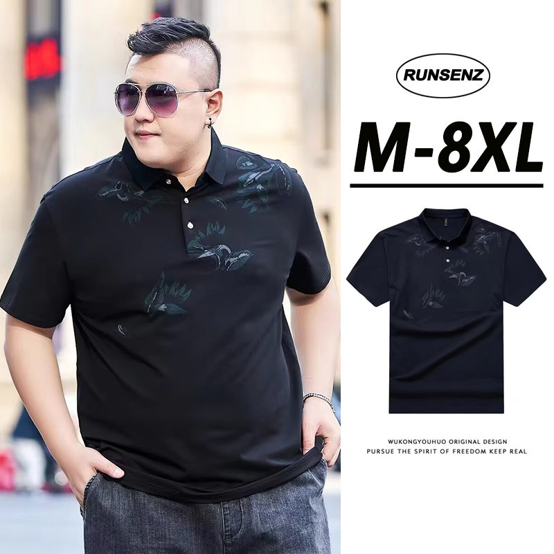XXL-8XL Fat Man Fashion Embroidery Top Men Plus Size Polo Shirt Causal ...