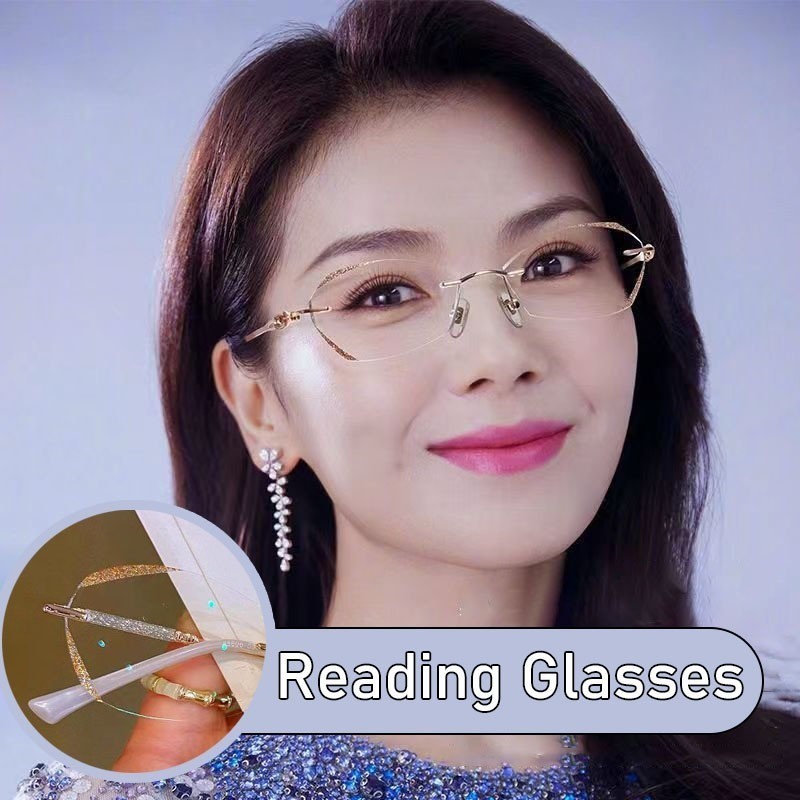 New Diamond Cutting Edge Frameless Reading Glasses Starlight Flash Reading Glasses Elderly ...