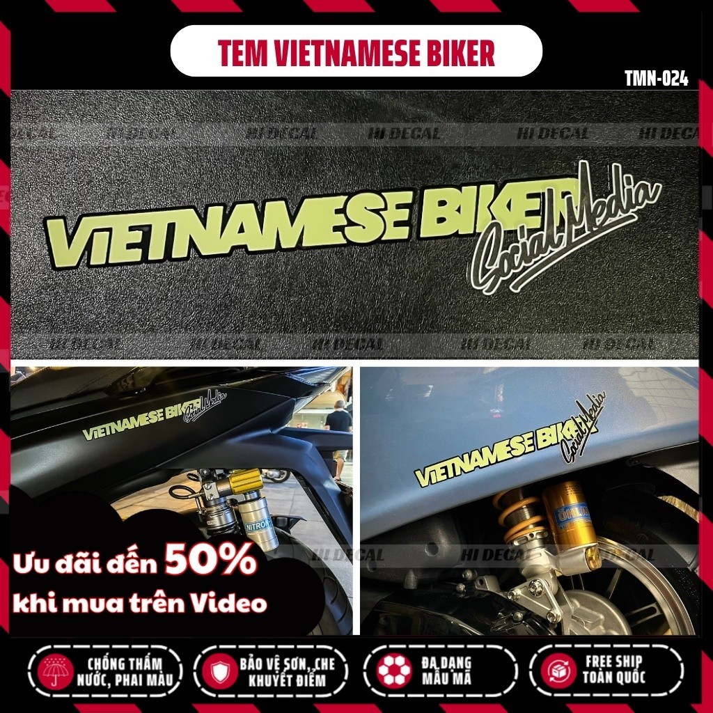 Vietnamese Biker Social Media Decal material car sticker | Tmn-024 ...