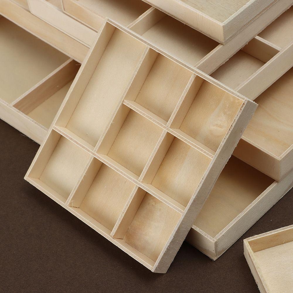 LY Multi Grid Storage Wooden Box Flowerpot Wood Tray Desktop Organizer ...