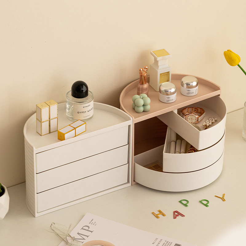 Ins Style Desktop Bedroom Rotating Storage Box Semicircle Dressing ...