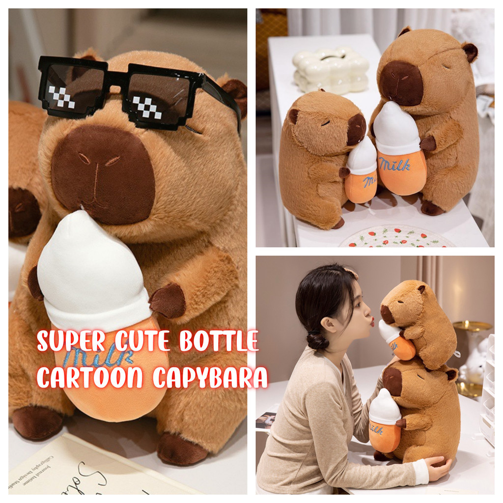 Super Cute Bottle Cartoon Capybara Plush Doll Baby Comfort Toy Kids ...