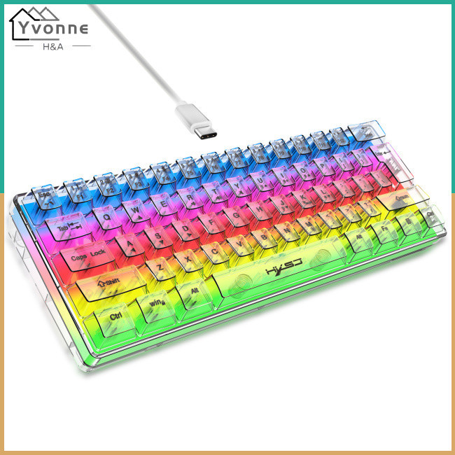YVONNE V700 Gaming Keyboard Colorful RGB Backlight Mechanical 61 Keys ...