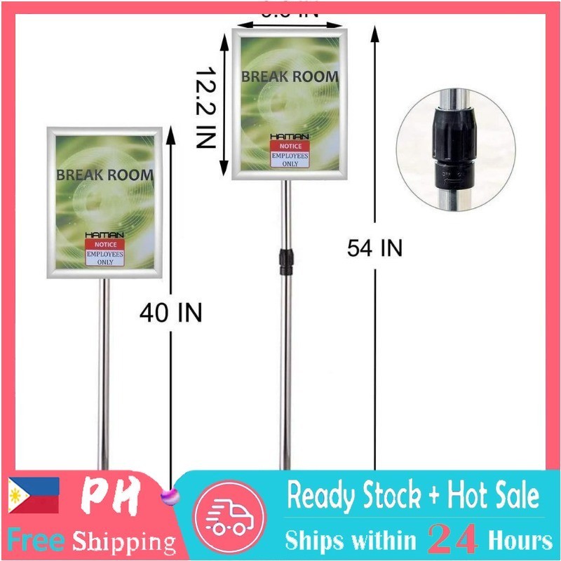 Adjustable Poster Stand Holder Stainless steel Standing Display Sign Holder,Floor Sign Stands ...