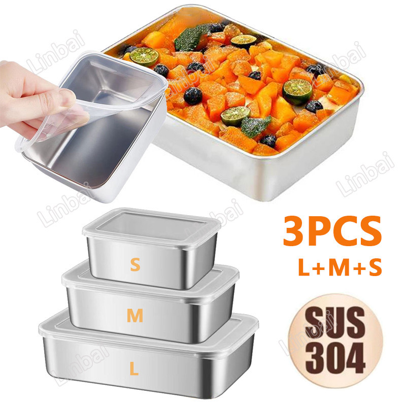 304 Stainless Steel Food Storage Fruit Container Kitchen Fresh-keeping ...