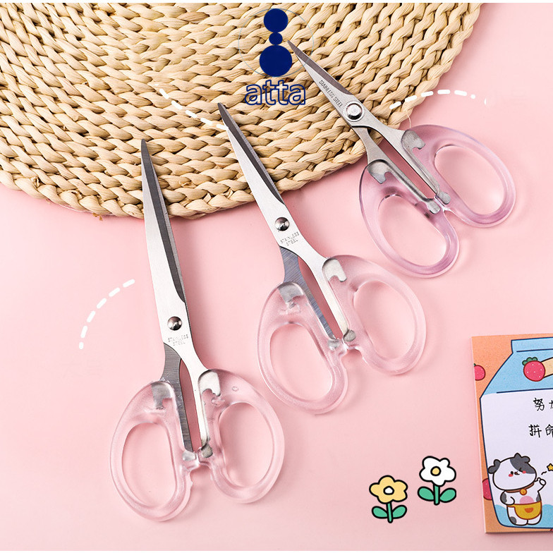 Stainless Steel Scissors Transparent Pink DIY Craft Scissor Stationery ...