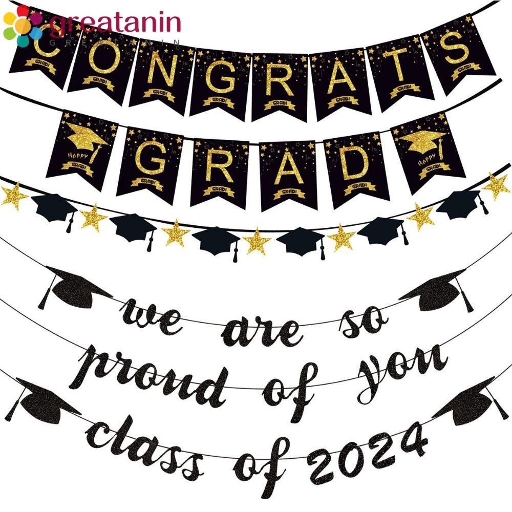 GREATANIN Graduation Banner, Bachelor's Hat Congratulation Grad Hanging ...