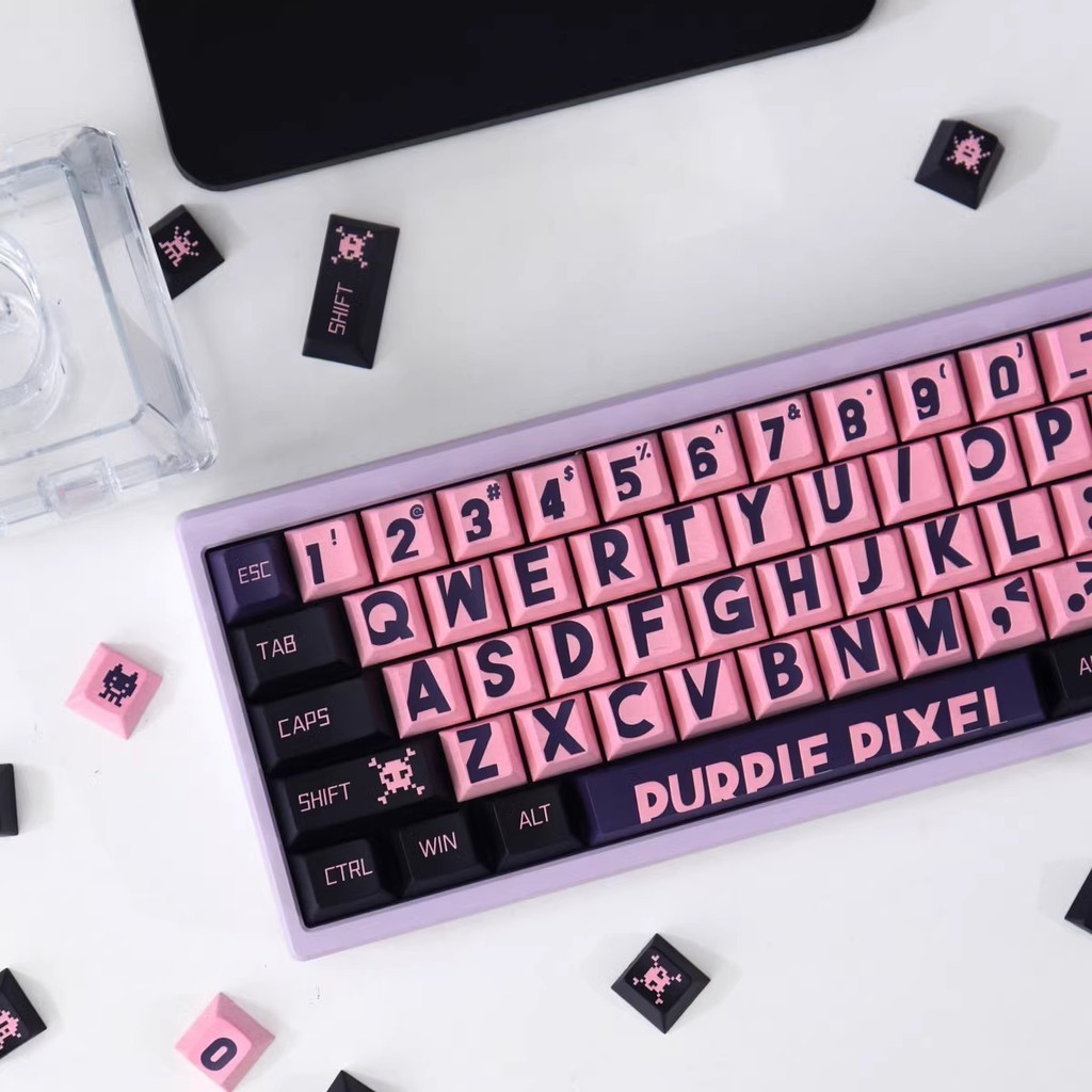 Pink Purple PIxel Large Font keycaps Cherry Profile PBT Customize ...