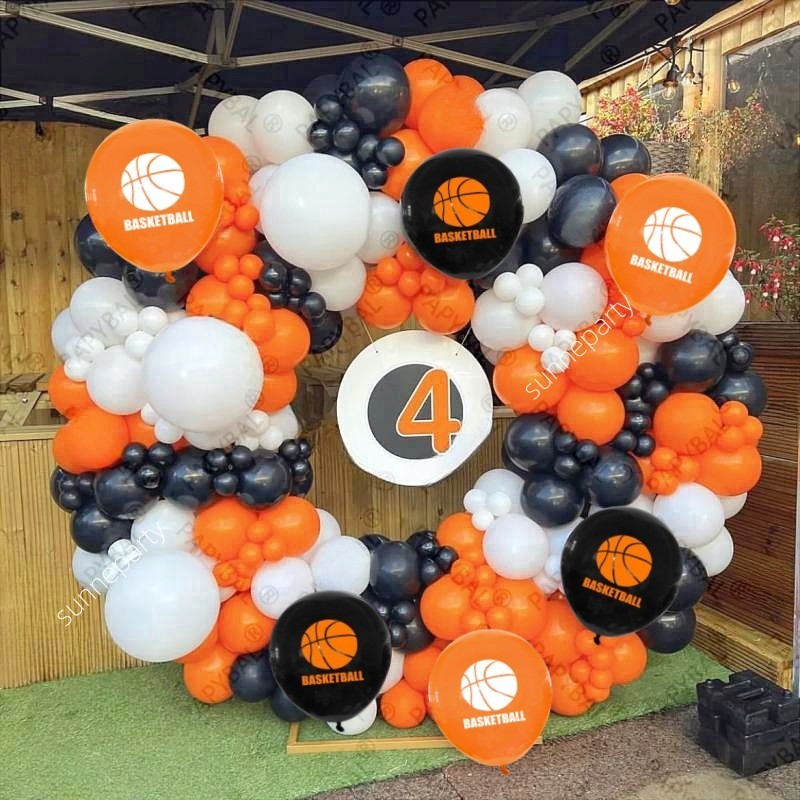 Basketball Balloons Set for Birthday Black Numebr Balloon Sport Theme ...