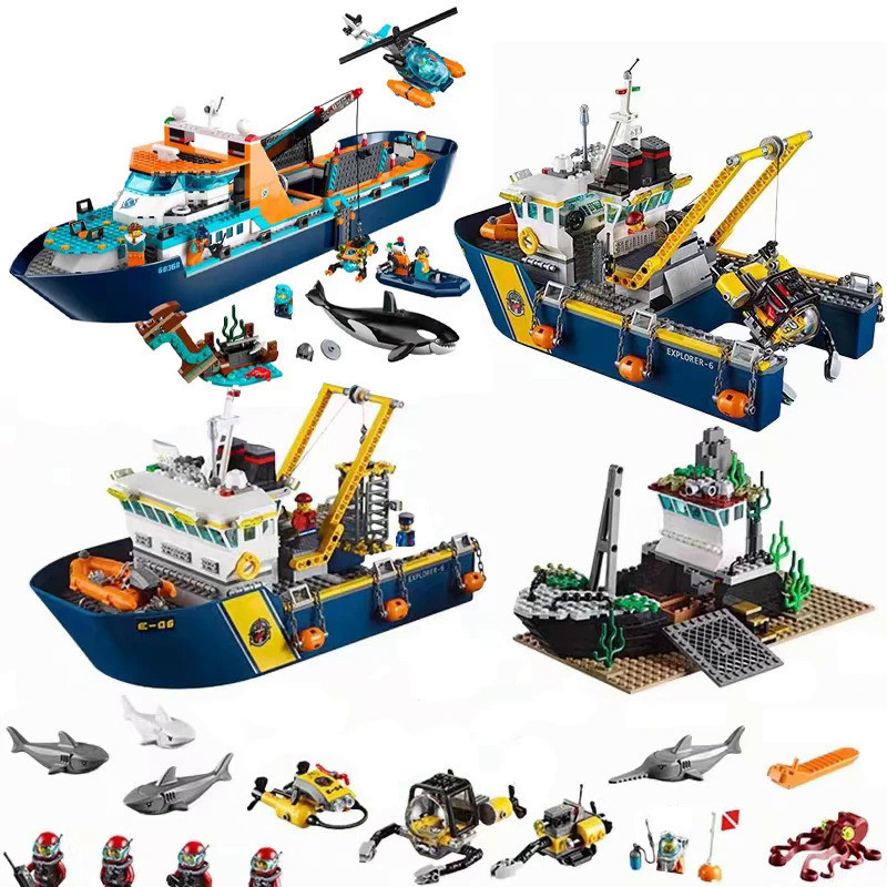 MOC City Deep Sea Exploration Steamer Boat Building Blocks 60368 60266 ...