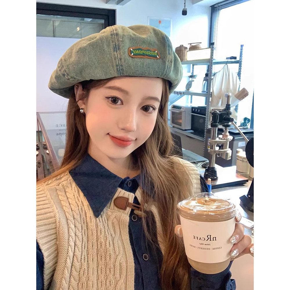 Cowboy Beret Women Spring Autumn Japanese Octagonal Hat 2024 New Style ...