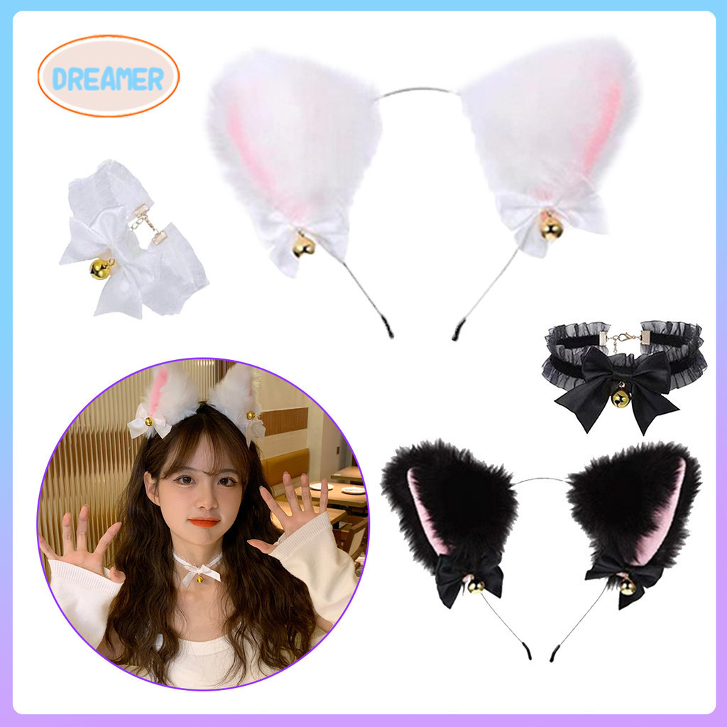 Japanese Cat Ears Headband Cute Sexy Fashion Accessory with Lace Bell ...
