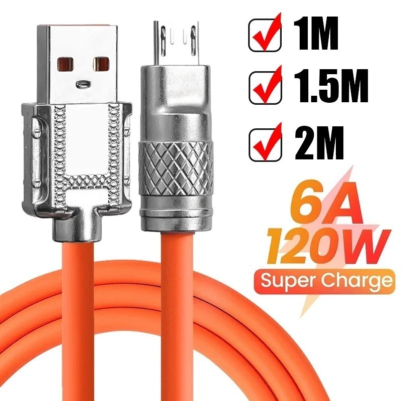 120W 6A Super Fast Micro USB Phone Charging Cable / Liquid Silicone ...