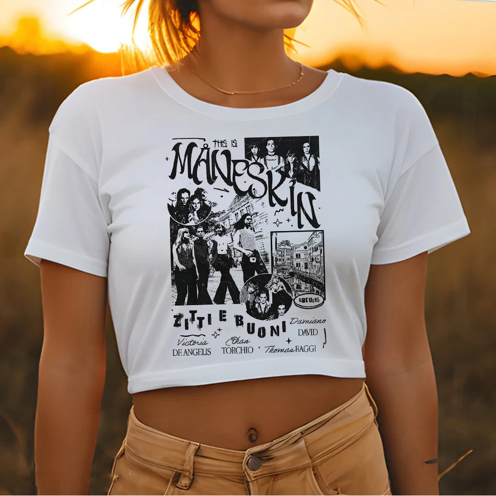 Maneskin Aesthetic Fairycore Yk2 Crop Top Woman Graphic Kawai 90s Cyber