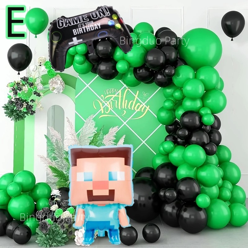Minecraft Theme Balloons Garland Game Controller Foil Green Number ...