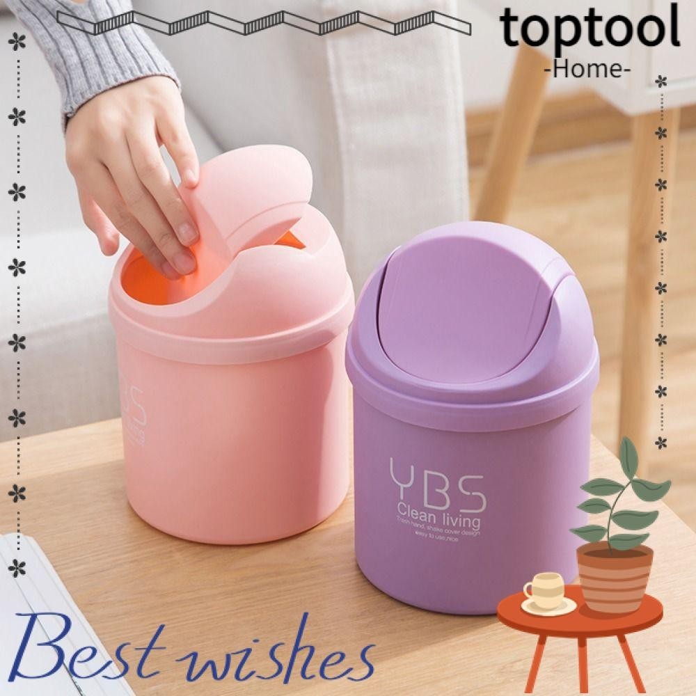 TOPTOOL Can Trash Waste, Ash Urns Car Desktop Garbage, Container Storage Box Rolling Cover Bin ...