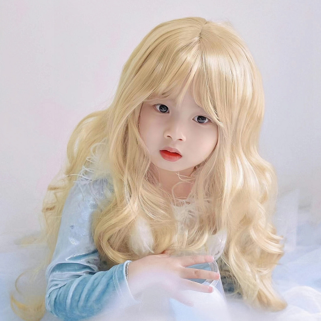 Light Gold Children Wig Girls Western Style Little Angel Cute Outdoor ...