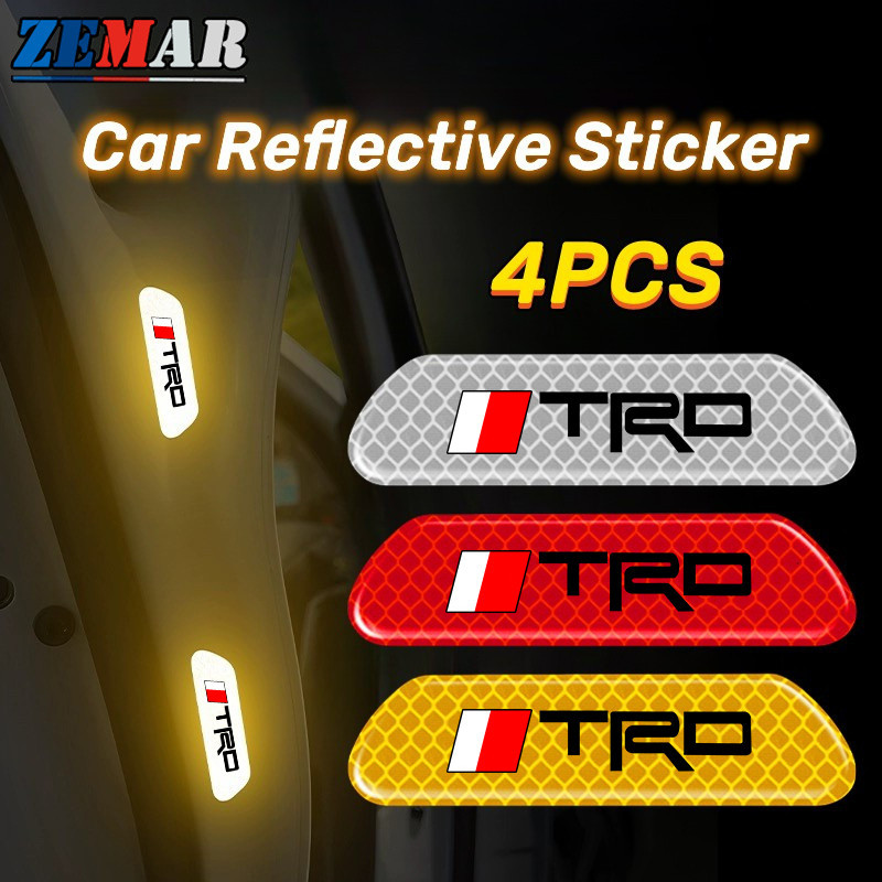 4Pcs Toyota TRD Car Door Reflective Sticker Scratch Protection Sticker ...