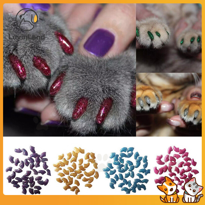 Lovinland Cat Nail Caps Covers Dogs Kitten Paw Claw Control Sheath Soft ...