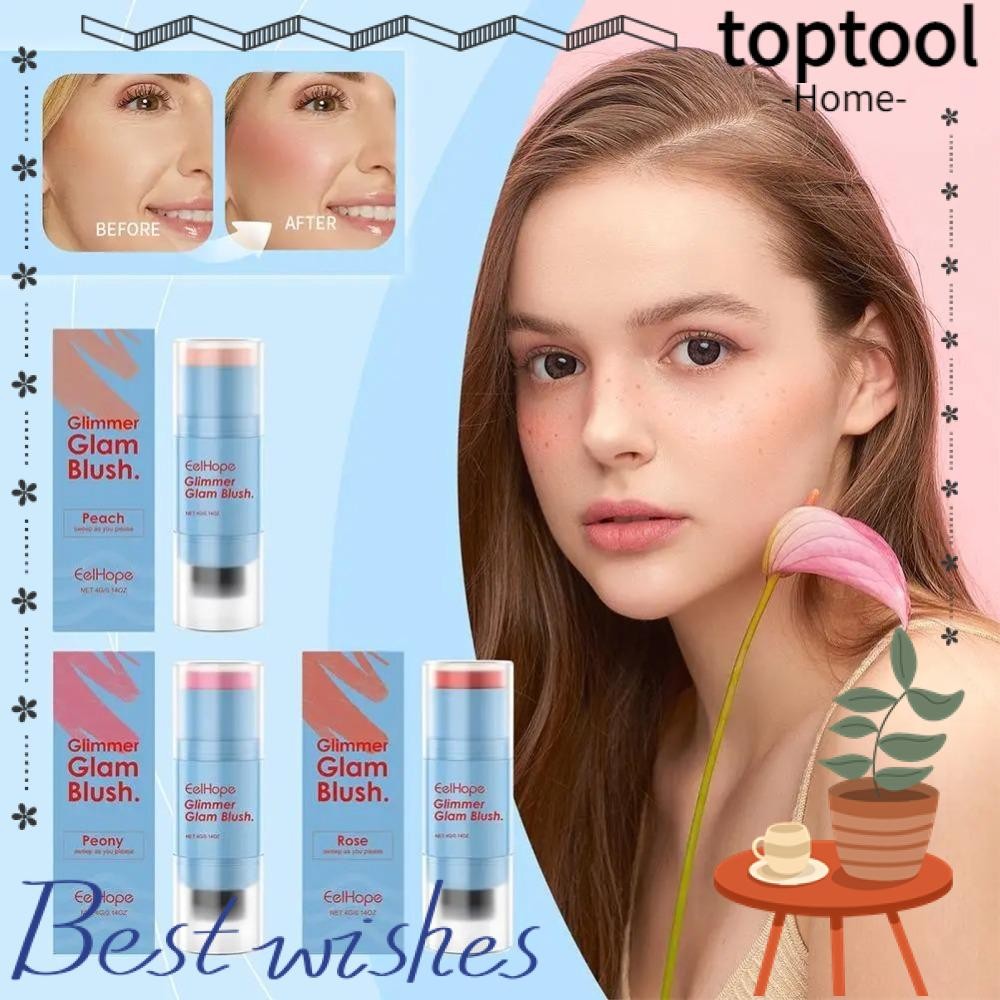 TOPTOOL Makeup Blush Stick, Double-ended Expansive Color Powder Blusher Stick, High Pigmented ...