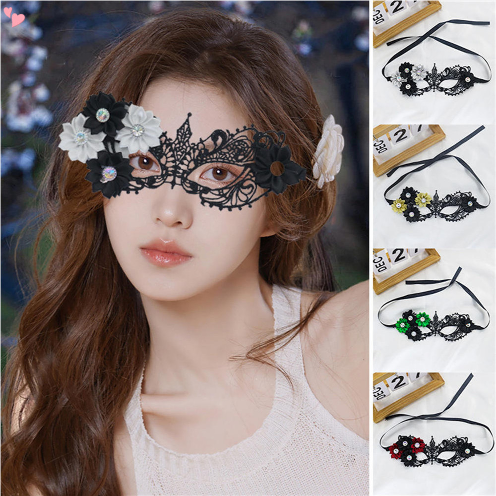 Makeup Ball Hollow Lace Mask Halloween Props Black Half Face Sexy ...