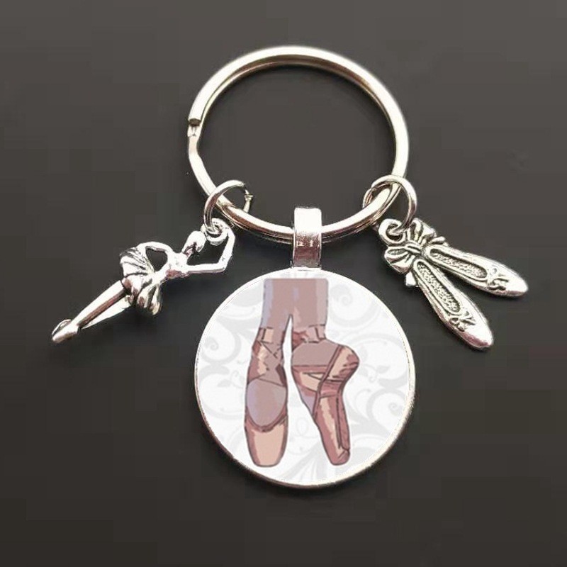 Ballet Dance Glass Pendant Charm Keychain Dance Enthusiast Keychain ...