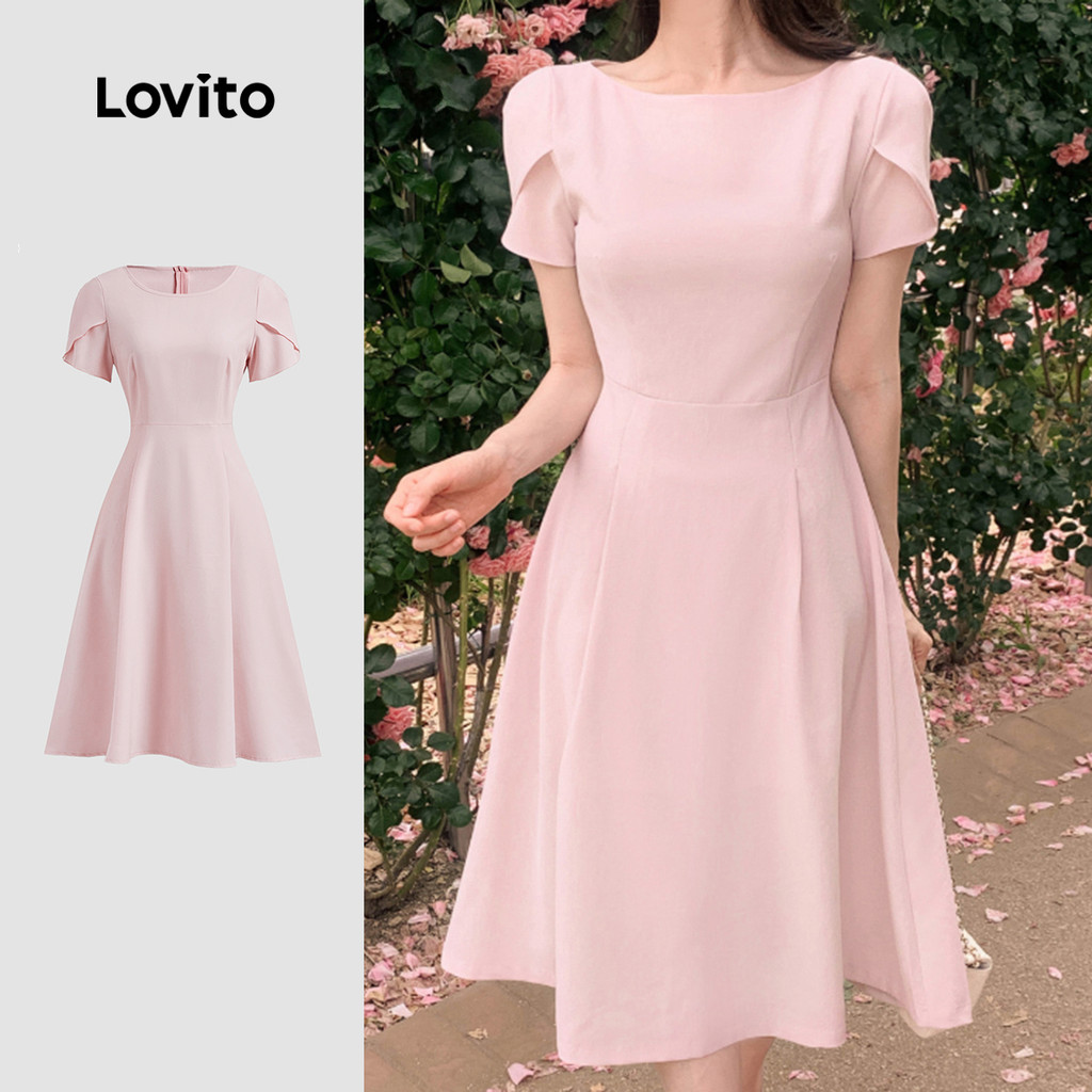 Lovito Women Elegant Plain Basic Formal Wedding Dress L124AD695 ...
