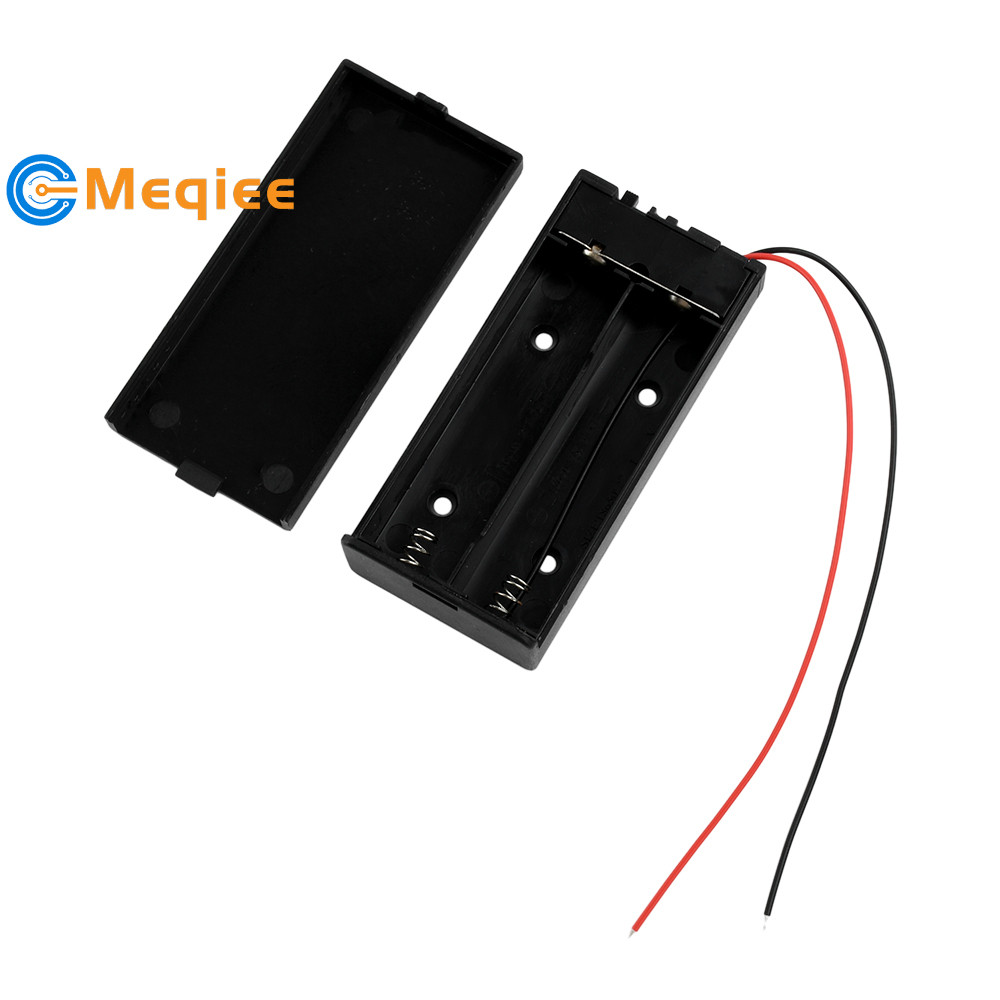 18650 Battery Box 2-Slot with Covers and Wires Connected in Parallel 3 ...