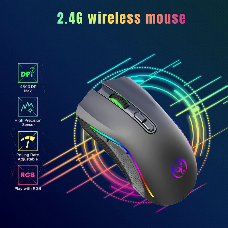 Rechargeable 2.4g wireless RGB Gaming Mouse ergonomic gaming backlit ...