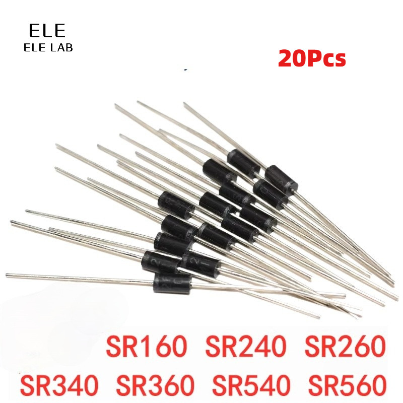 20Pcs Schottky Diodes ‌SR160, SR240, SR260, SR360, SR540, SR560 1A, 2A ...