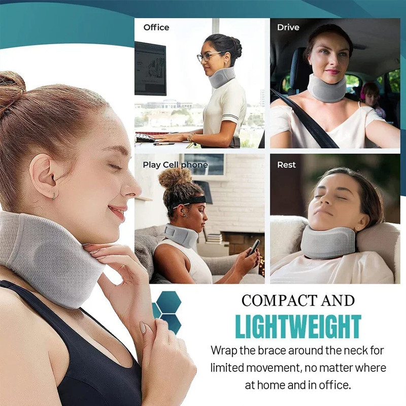 Ice silk neck brace posture correction, neck support care, pain relief ...
