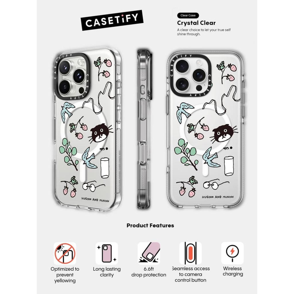 CASECASE X Strawberry Cat Case Impact Clear Magnetic suction Case for ...