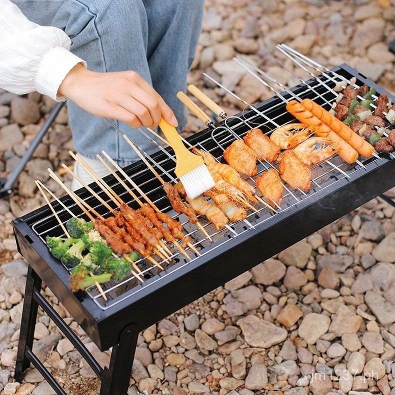 3-8Outdoor BBQ Grill Rack Charcoal Household Camping Foldable Portable ...