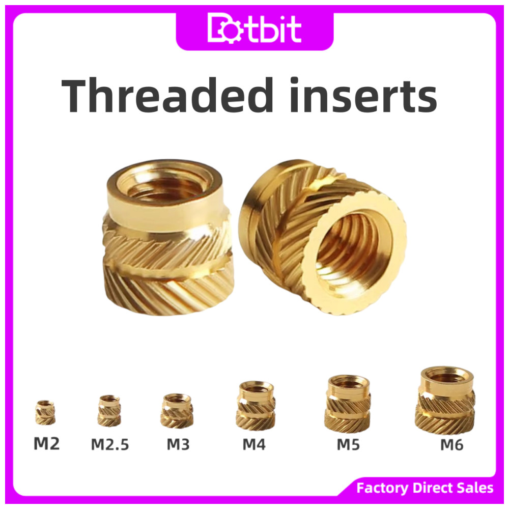 Brass Threaded Insert Nut Kit M2 M2.5 M3 M4 M5 M6 Hot Melt Heat Knurled Embed Injection Copper ...