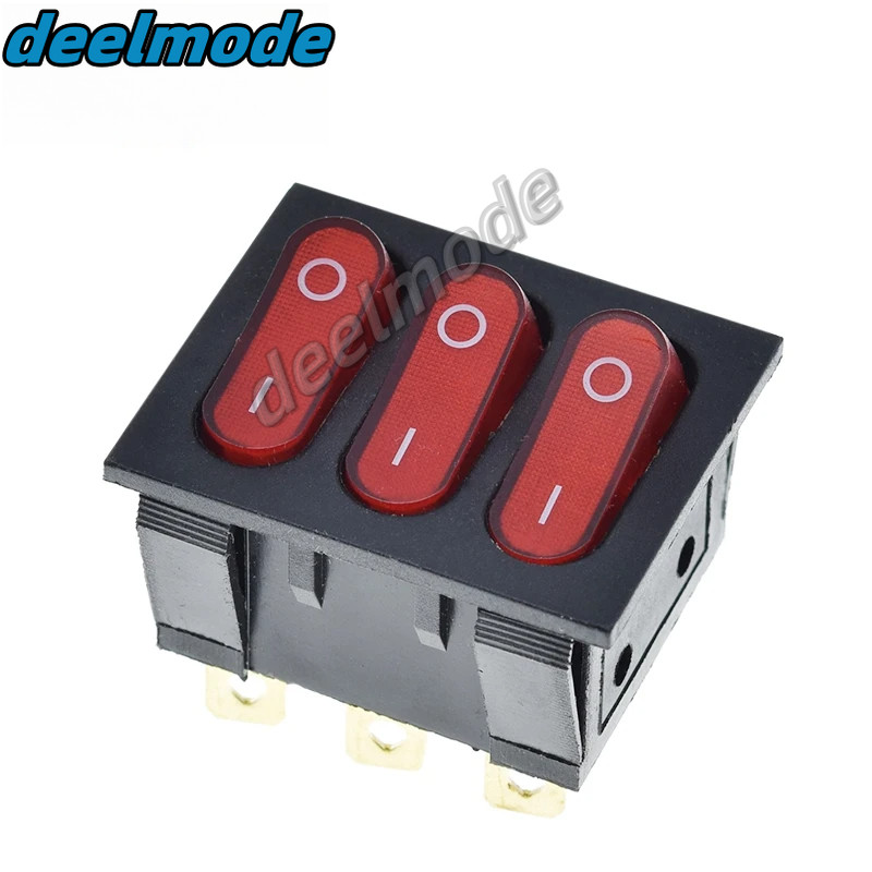 On-Off KCD3 9Pin Red 16A/250V AC Light Boat Car Rocker Switch KCD3 ...