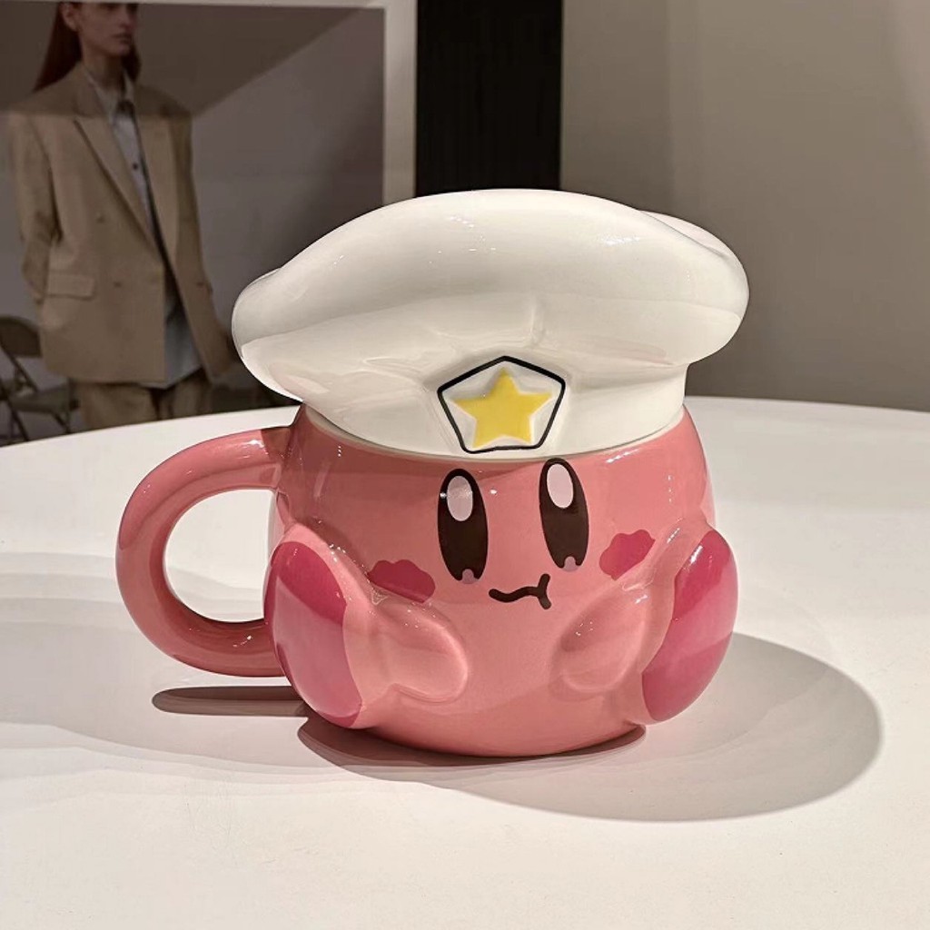 Star Kirby Ceramic Cup Chef Navy Hat Cute Cartoon Coffee Mug Girl Heart ...