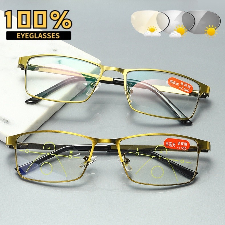 Photochromic And Progressive 2 In 1 Reading Eyeglasses For Men With ...