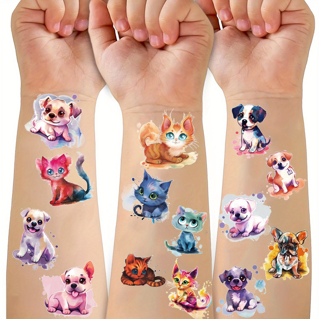 10 Sheets Dog and Cat Tattoo Patch Tattoo Sticker Waterproof Long ...
