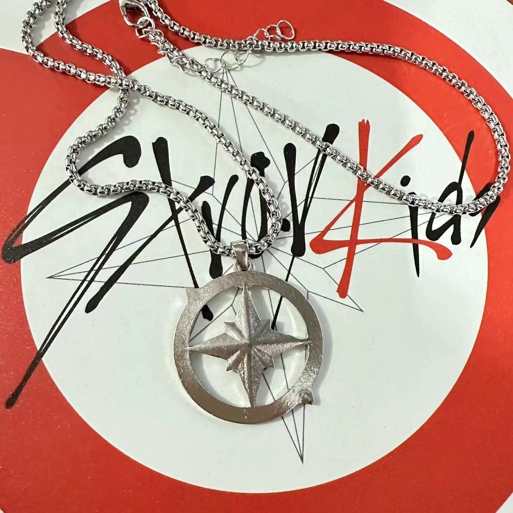 K-Pop Idol Stray Kids Necklace SKZ Compass Logo Fashion Accessories ...