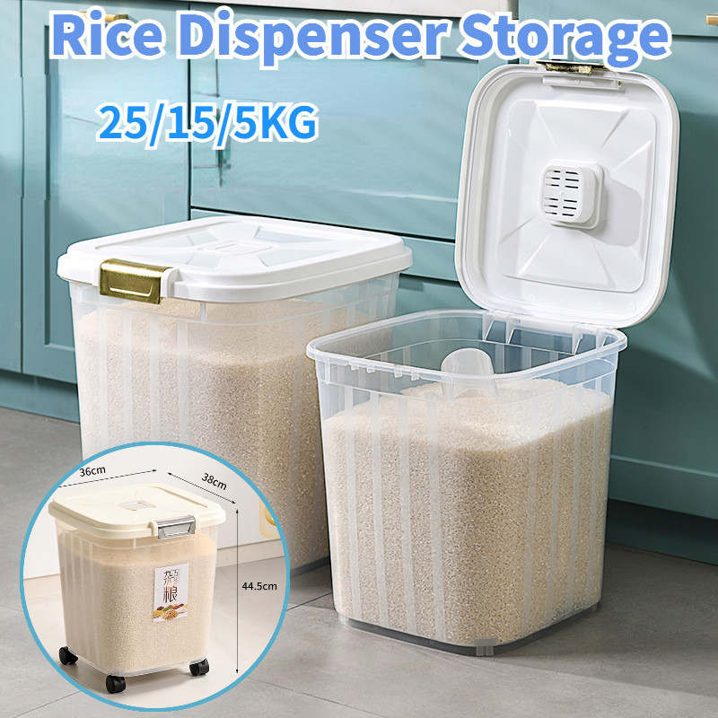 Rice Dispenser Storage Rice Container BOX 25/15/5KG Food Storage Dog ...