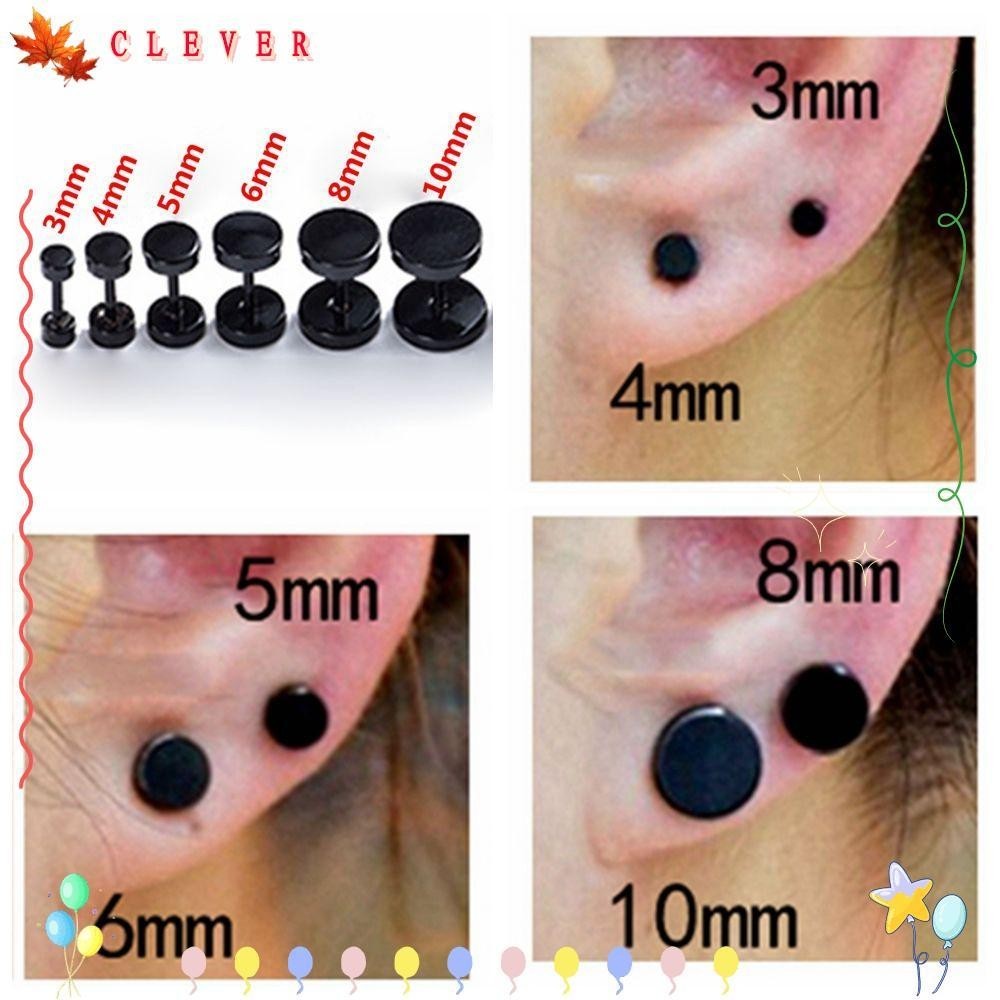 CLEVER 1Pair Multi-Size Ear Stud Stainless Steel Cheater Plugs Earrings ...