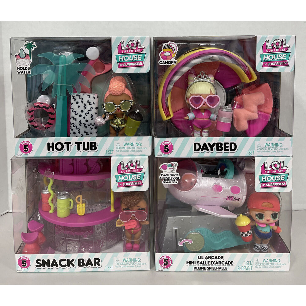Lot Of 4 LOL Surprise House of Surprises Playset Hot Tub Arcade Daybed ...