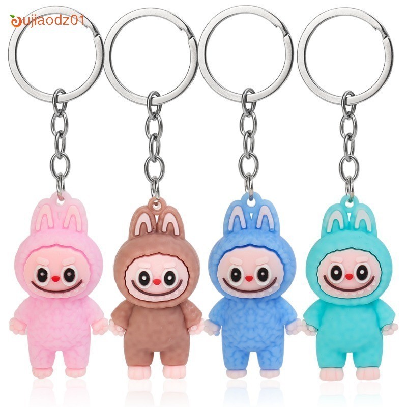 Women Girls Cute Anime Sheep Labubu Doll Keychain Sweet Monsters Bunny ...