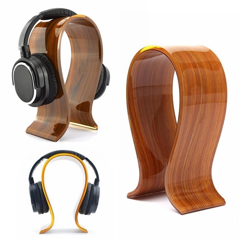 Acrylic Wood-like Grain Headset Headphone Hanger Earphone Holder ...