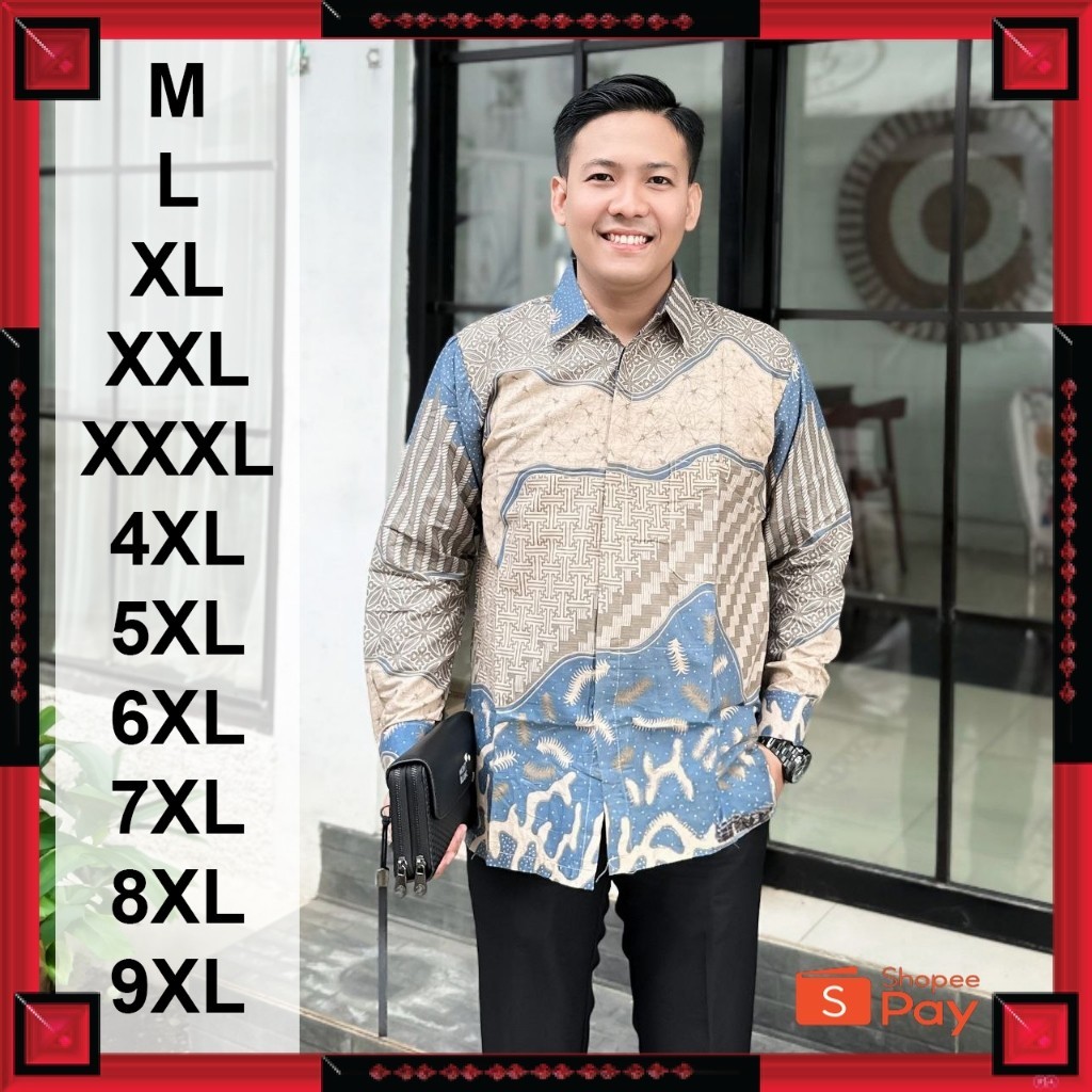 KATUN KEMEJA [PREMIUM Original] Men's Batik Shirt Jumbo Long Sleeve M L ...