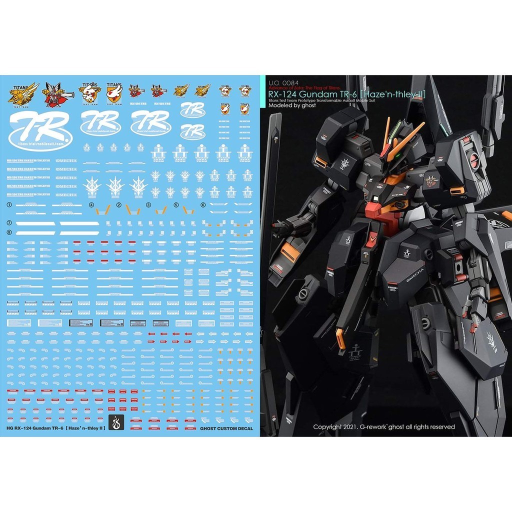 YAN FLAME Water Slide Decal GHOST HGUC RX-124 TR-6 Haze'n Thley Ⅱ Fluo ...
