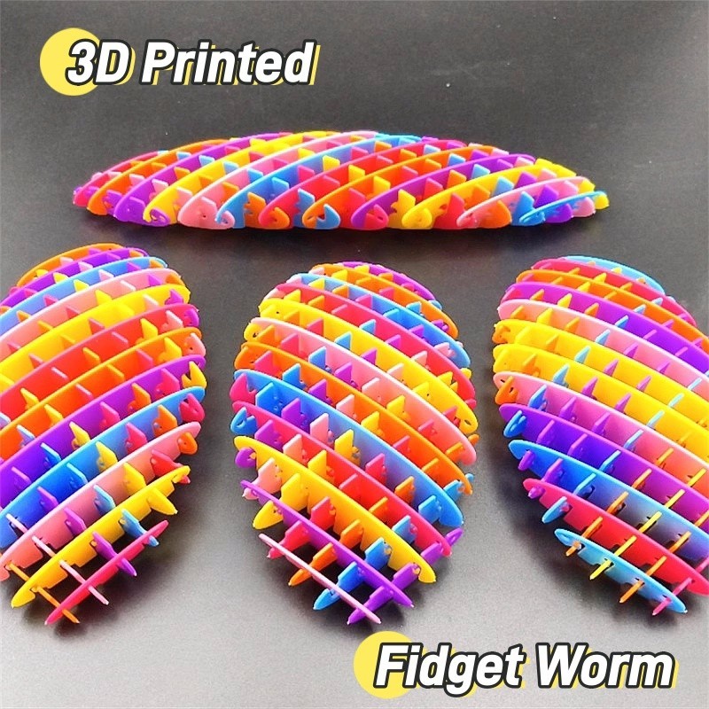 3d Printed Elastic Mesh Worm Big Fidget Toy Stress Relieving