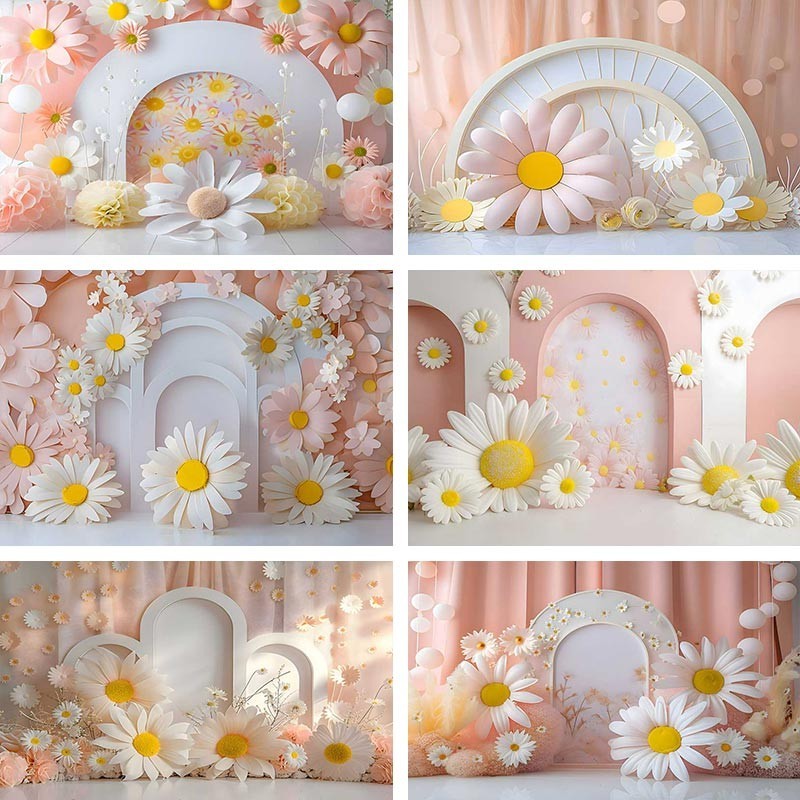 Daisy Flowers Birthday Backdrop Photography Baby Shower Kids Children ...